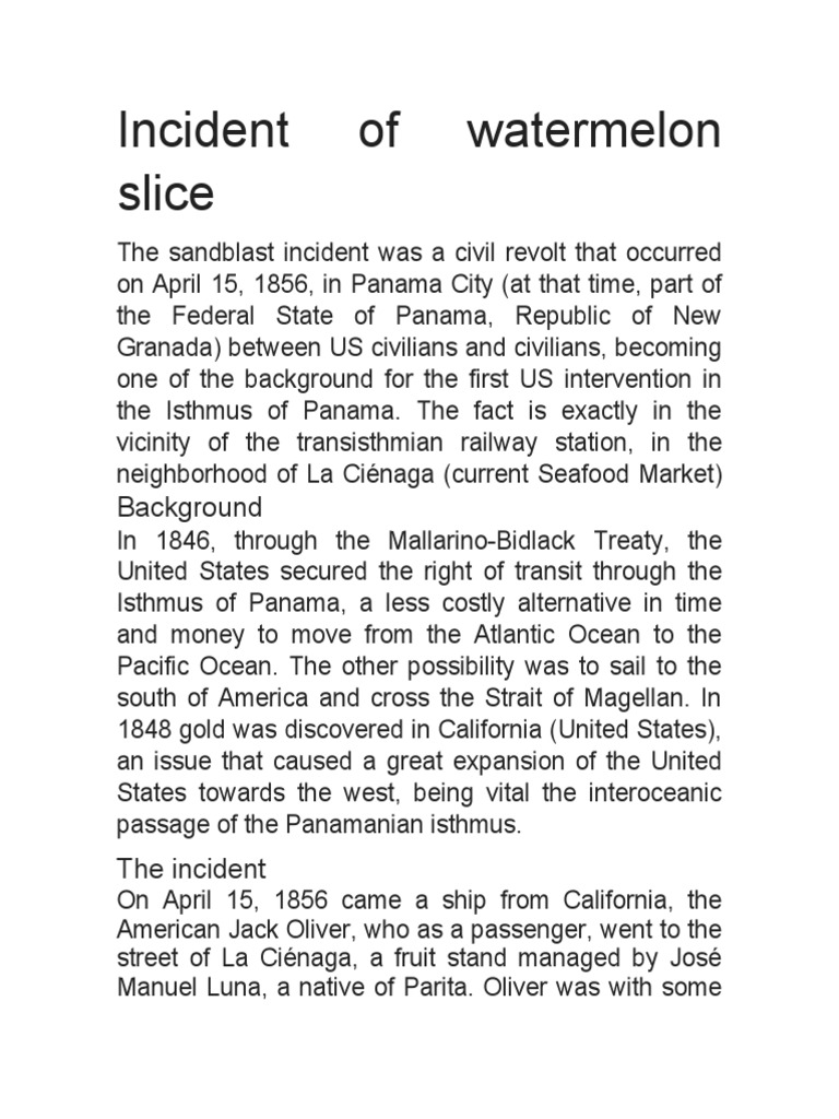 Incident of Watermelon Slice: Background | Download Free PDF | Panama ...