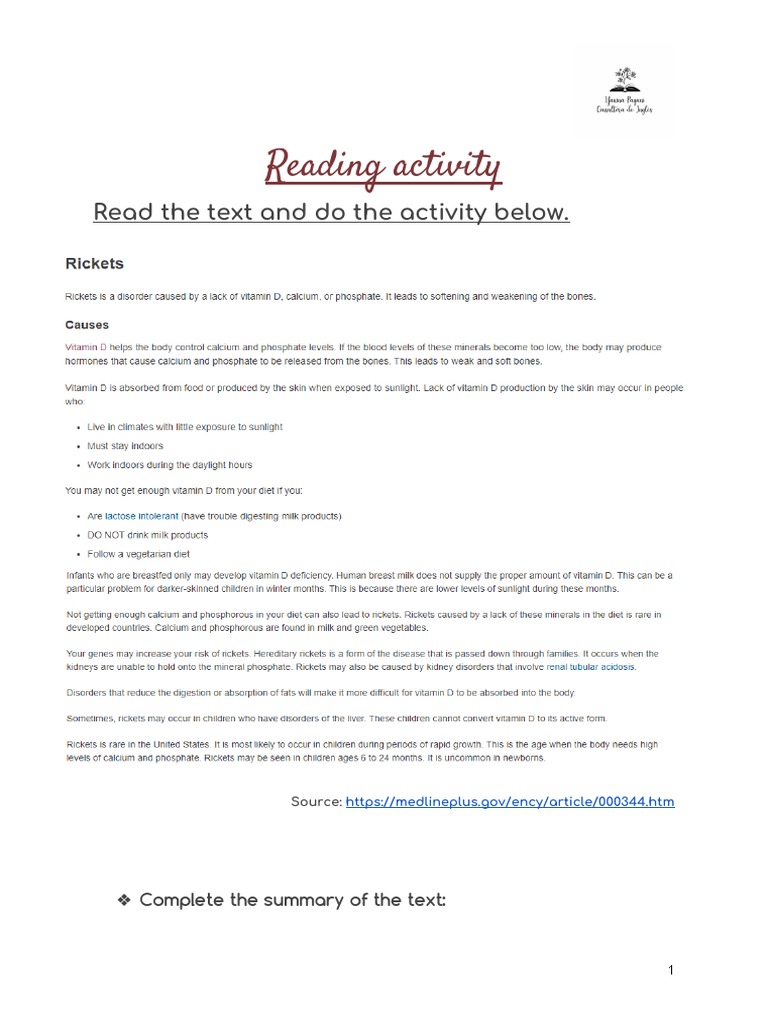 Reading Activity: Read The Text and Do The Activity Below | PDF