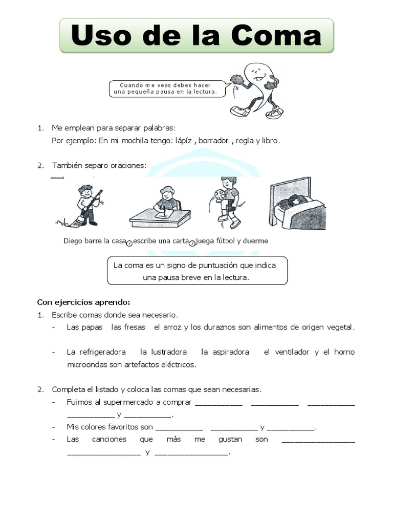 Hoja de Trabajo Uso de La Coma | PDF | Organismos | Animales domesticados