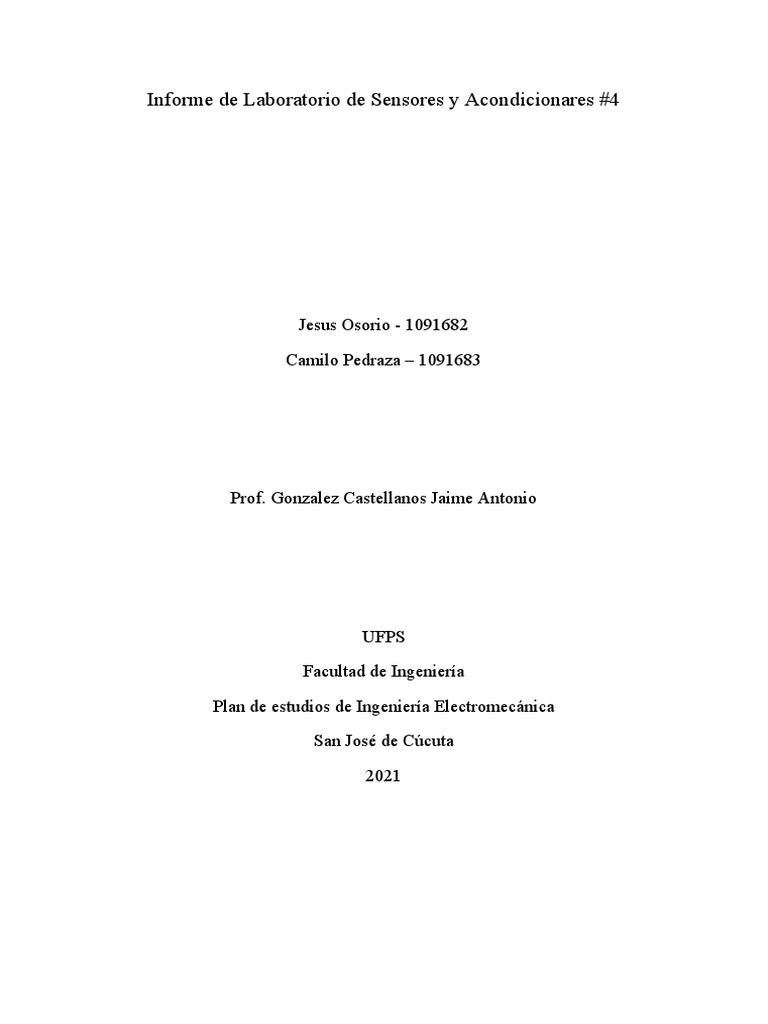 Informe de Laboratorio 4 | PDF | Arduino | Microcontrolador