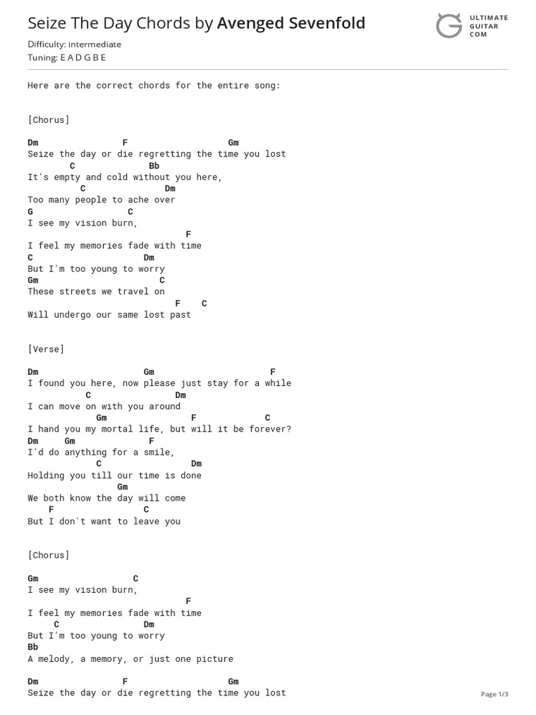 Avenged Sevenfold - Seize The Day | PDF | Song Structure | Songs