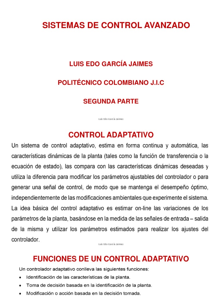 Control Avanzado 02a | PDF | Sistema de control | Ecuaciones