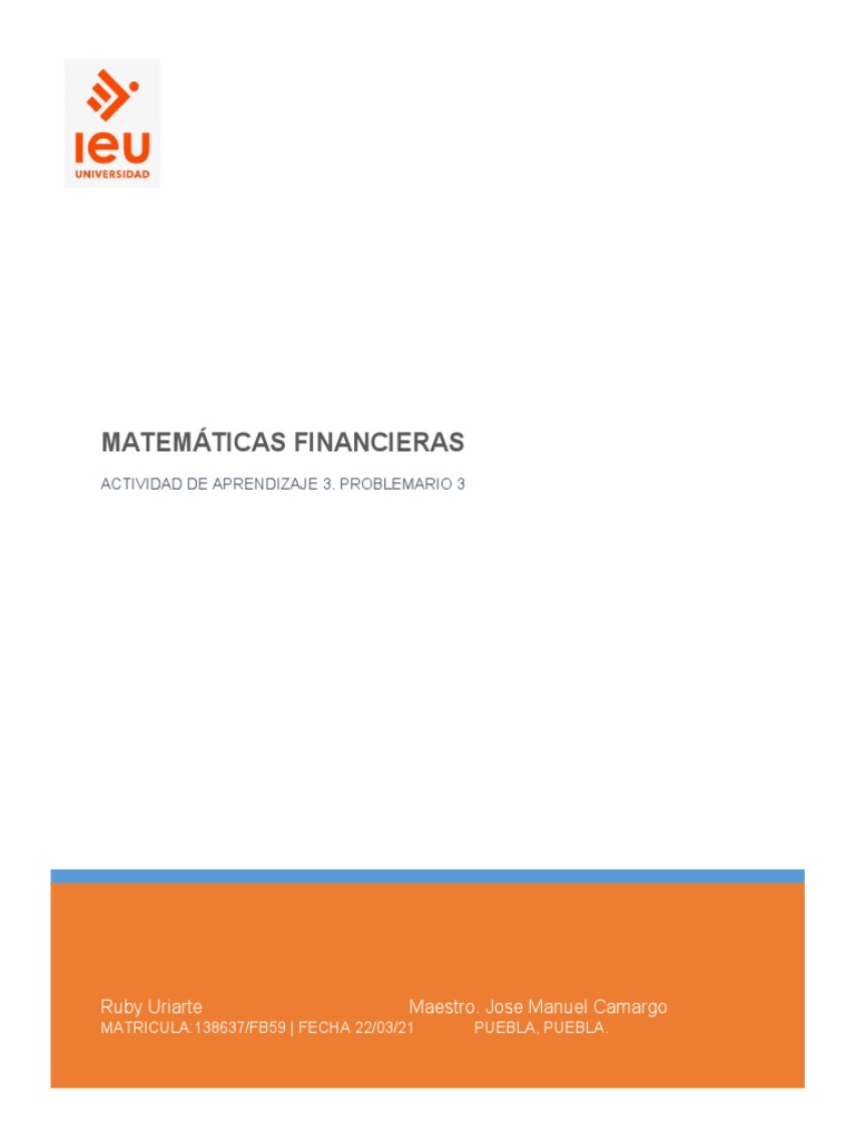 Quiroz Uriarte Ruby FB59 Problemario 3 | PDF | Dinero | Economias
