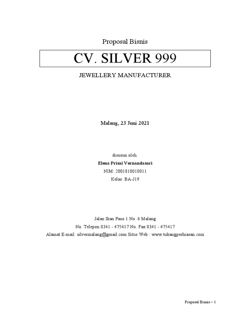 Contoh Format Proposal Bisnis | PDF