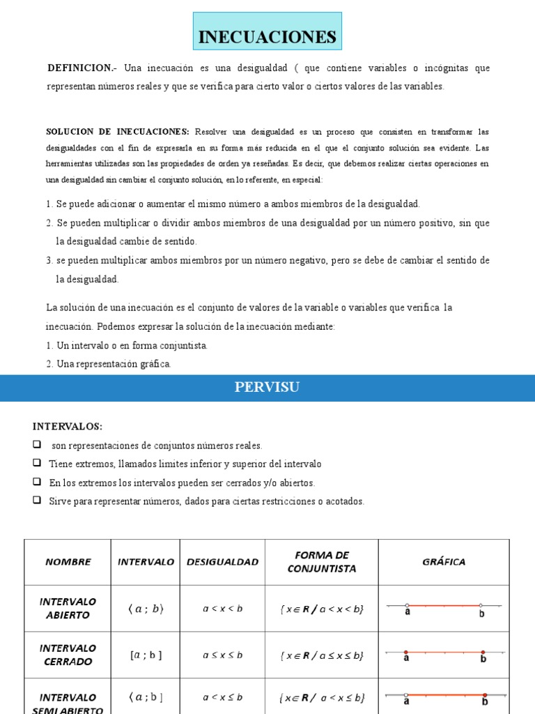 Intervalos e Inecuaciones | PDF | Intervalo (Matemáticas) | Desigualdad (Matemáticas)