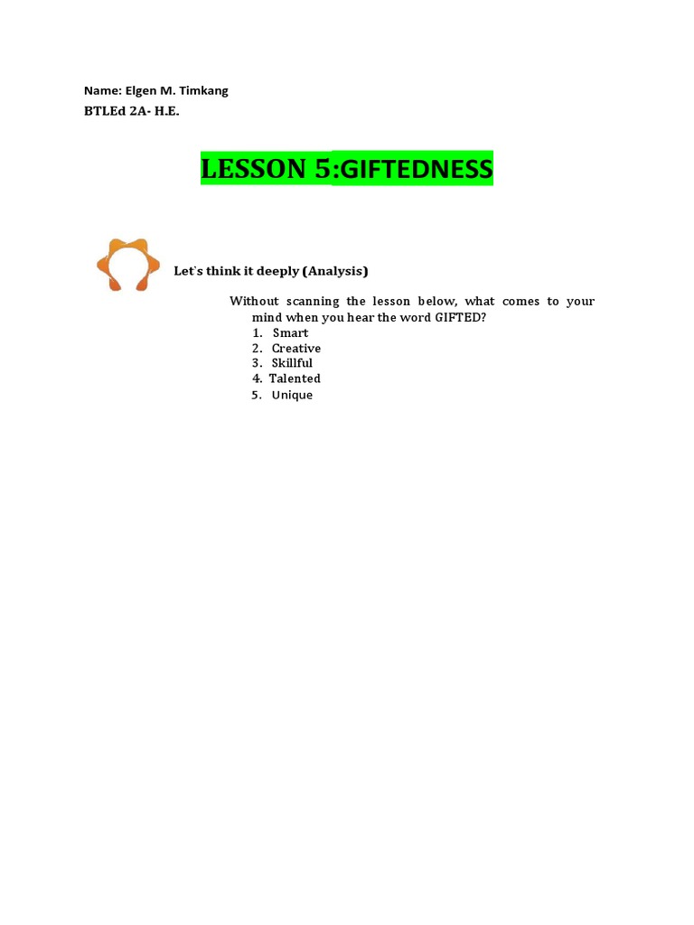 MODULE3-LESSON5 | PDF | Intellectual Giftedness | Education Theory