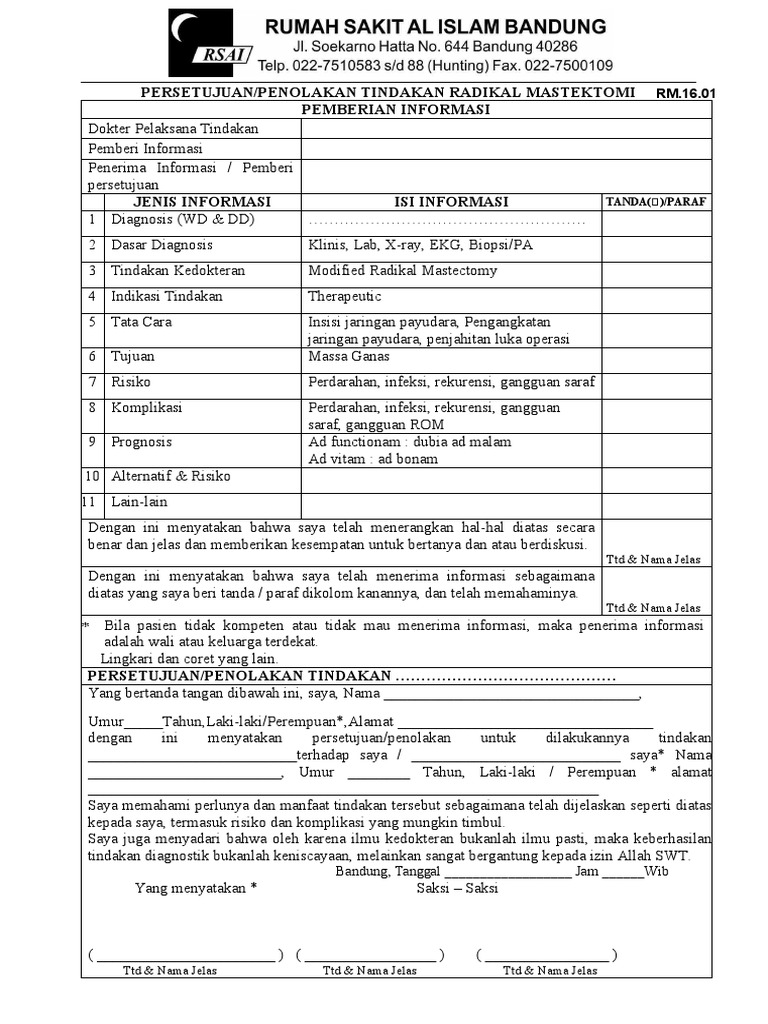Formulir Informed Consent Bedah Umum | PDF