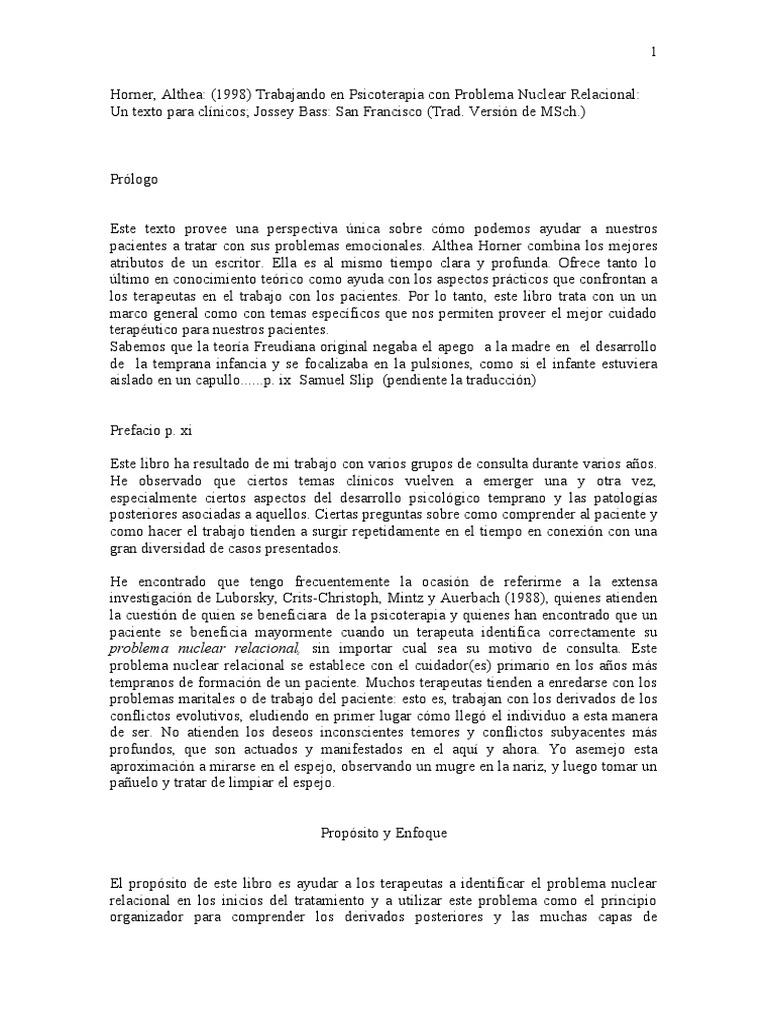 Psicoterapia y Problemas Relacionales | PDF | Teoría de apego ...