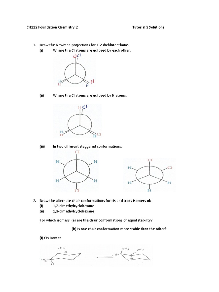CH112 Tutorial 3 Solution | PDF