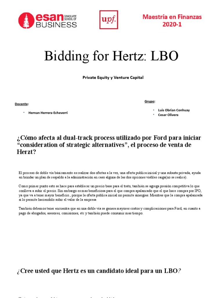 Análisis de LBO para Hertz | PDF | Business | Opción (Finanzas)