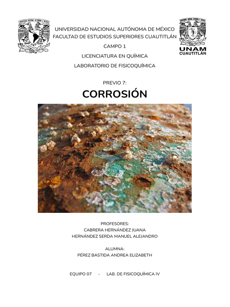 Previo 07. - Corrosión | PDF | Corrosión | Electroquímica