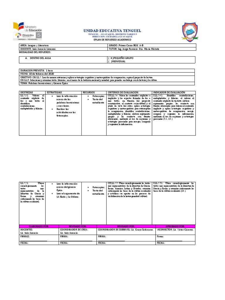 Plan de Refuerzo Academico | Descargar gratis PDF | Adverbio | Oración ...