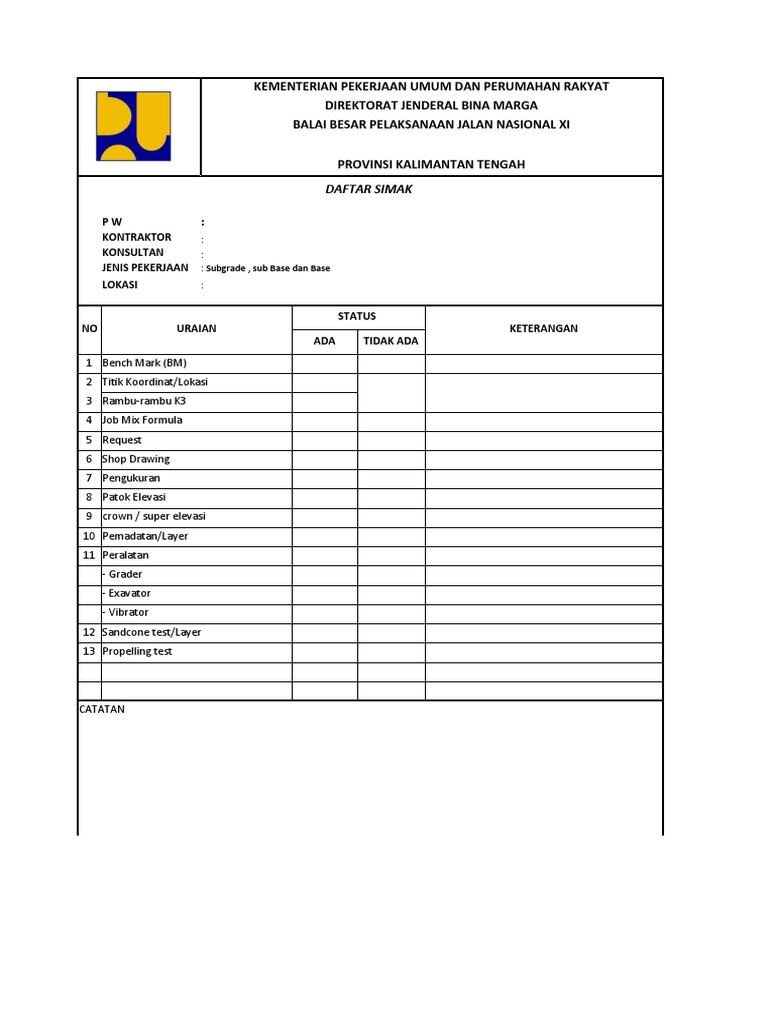 Daftar Simak Pengawasan | PDF