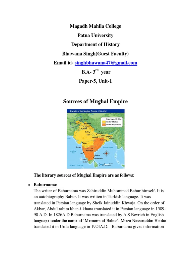 Key Literary Sources of Mughal Empire | PDF | History | Classics