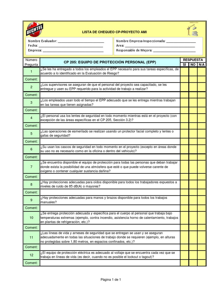 Check List Epp | PDF