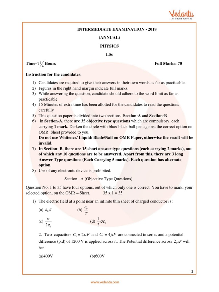 Bseb Class 12 Physics Exam 2018 Paper Pdf Band Gap Electrical