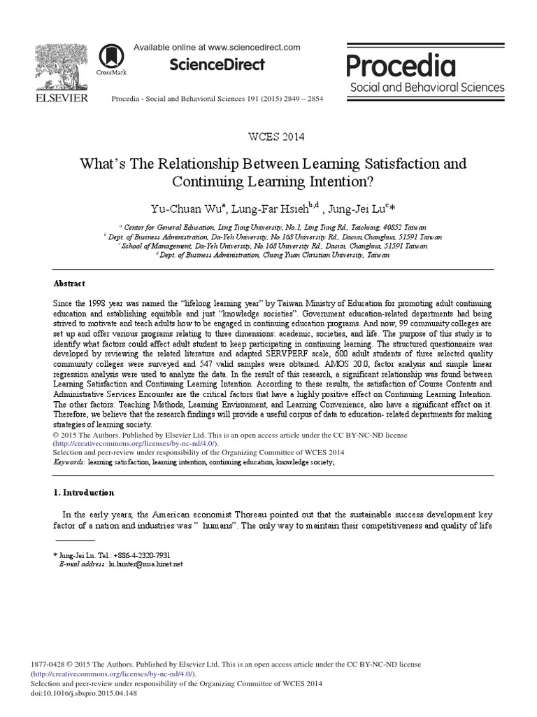 Whats The Relationship Between Learning Satisfact | PDF | Customer ...