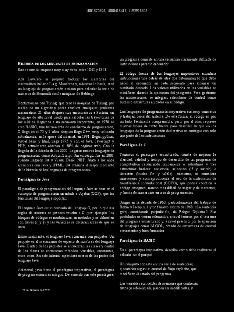 Paradigmas de Programación: C y Java | PDF | Lenguaje de programación ...