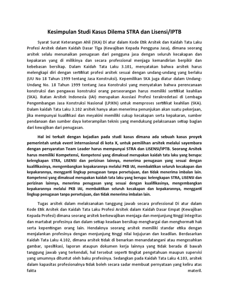 Tugas Etika Profesi Arsitek - Billy Christofel Bakarbessy | PDF