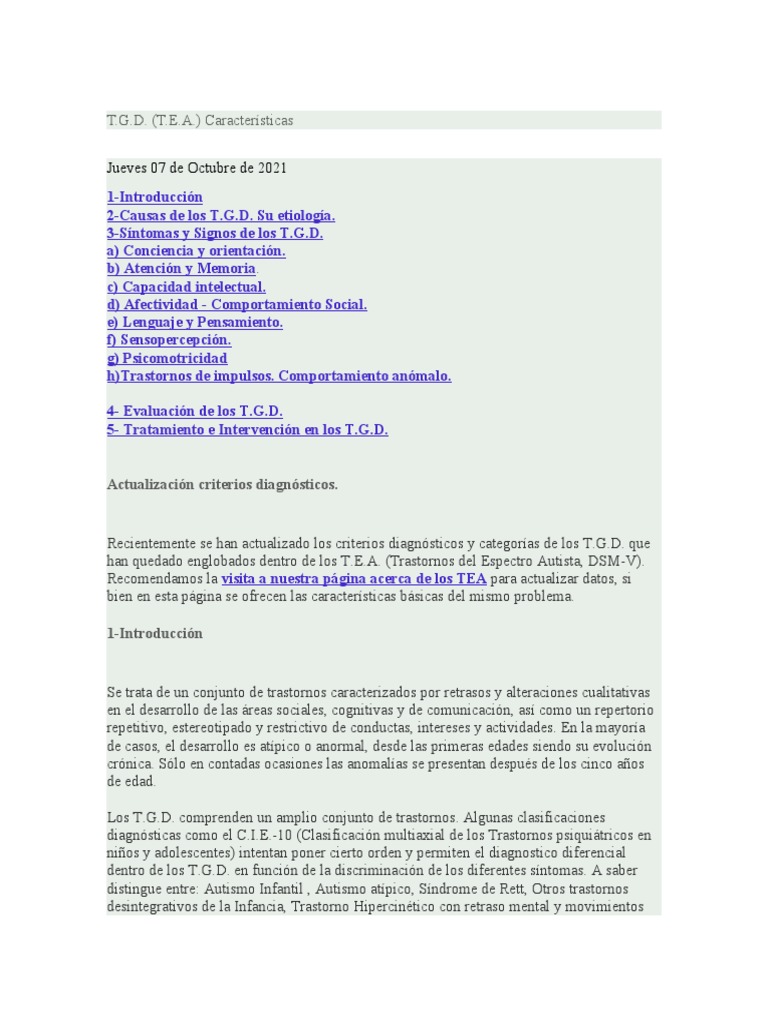 Trastornos Generalizados Del Desarrollo | PDF | Espectro autista | Trastornos profundos del ...