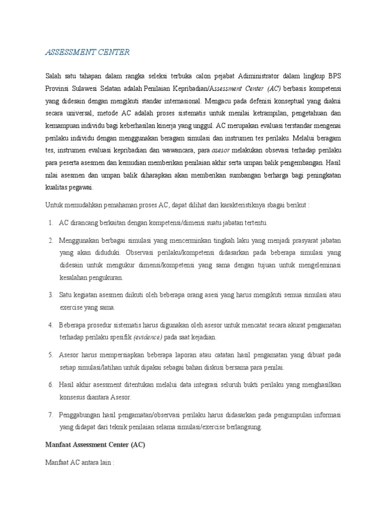 Tahapan Assesment Test | PDF | Karier & Perkembangan | Bisnis