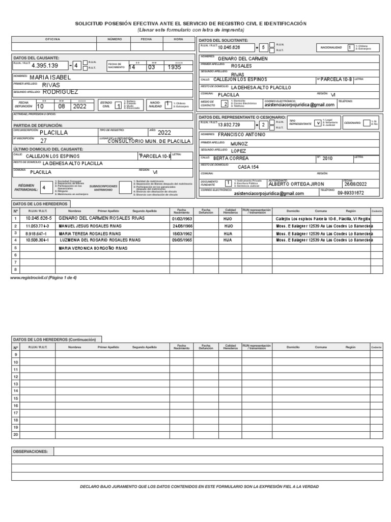 Formulario_posesion_efectiva_Nuevo | PDF | Herencia | Propiedad