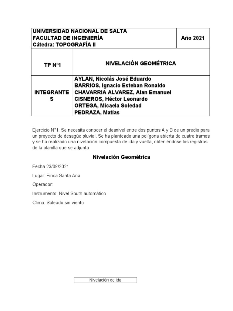 Tp1 Grupo.a4 Topografia - Ii. | PDF | Cartografía | Agrimensura