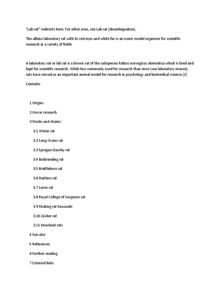 Laboratory Rat | PDF | Laboratory Rat | Biology
