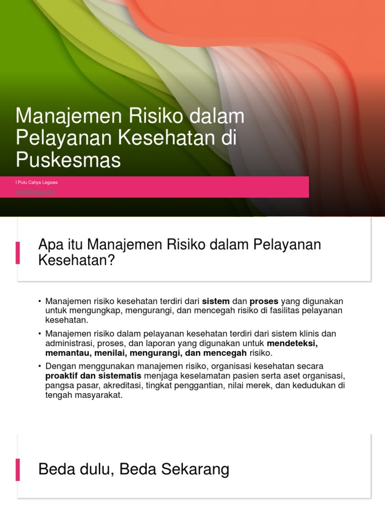 Manajemen Risiko Dalam Pelayanan Kesehatan Di Puskesmas: I Putu Cahya ...
