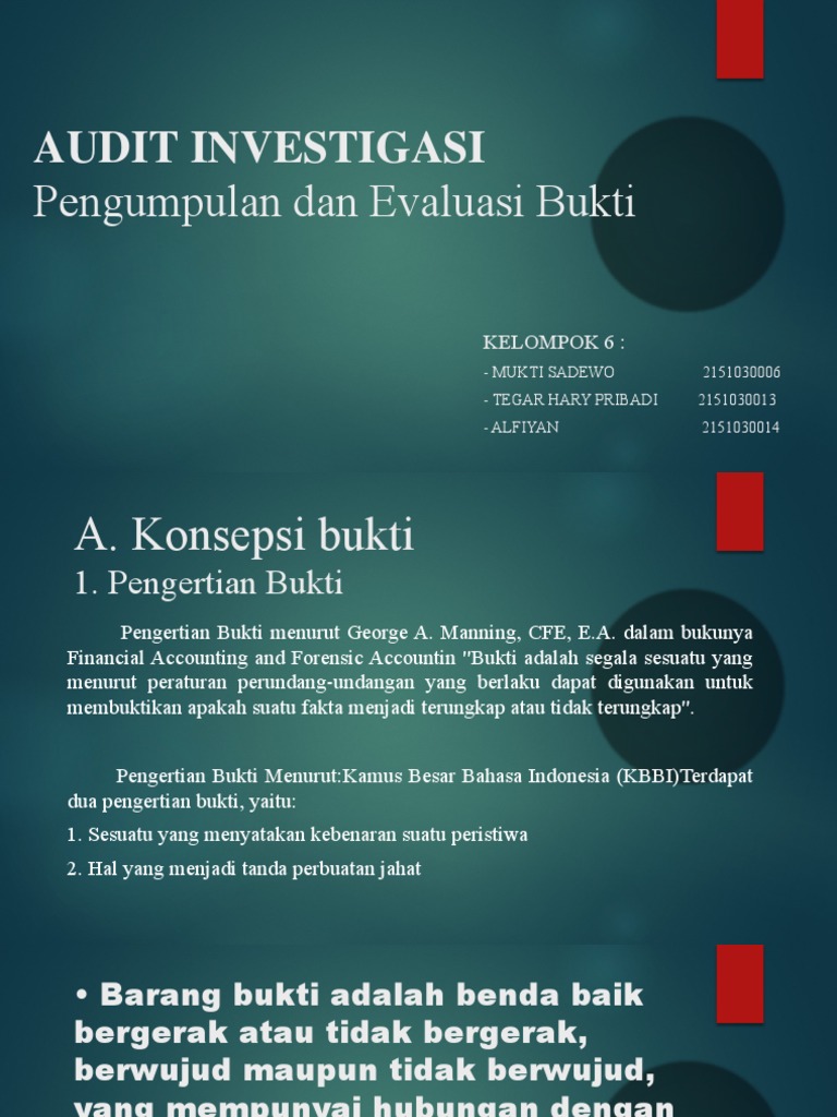 AUDIT INVESTIGASI Pengumpulan Dan Evaluasi Bukti | PDF