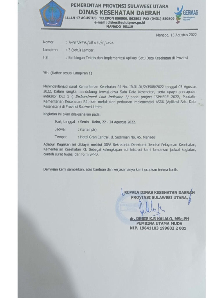 Surat Undangan Bimtek ASDK | PDF