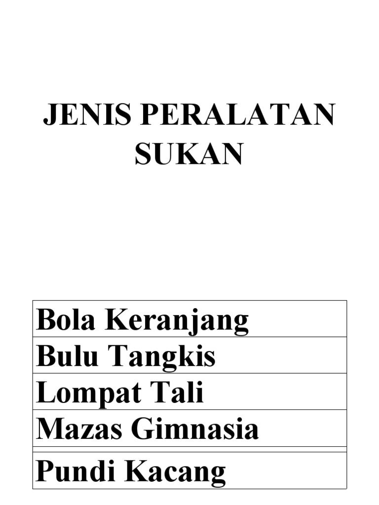 Jenis Peralatan Sukan | PDF