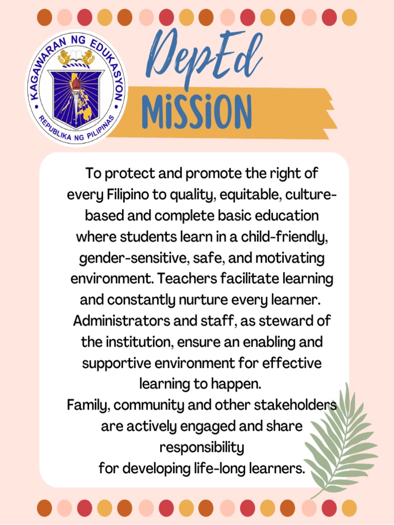 DepEd Mission and Core Values | PDF | Learning