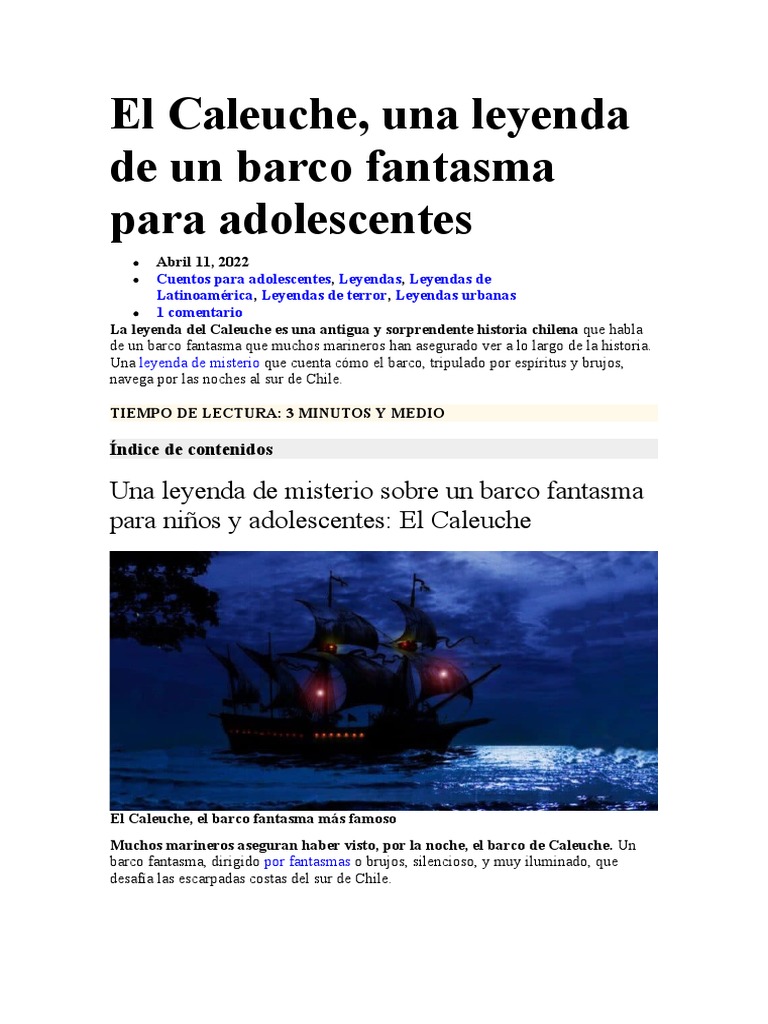 El Caleuche: Leyenda del Barco Fantasma | PDF | Barcos | Fantasmas