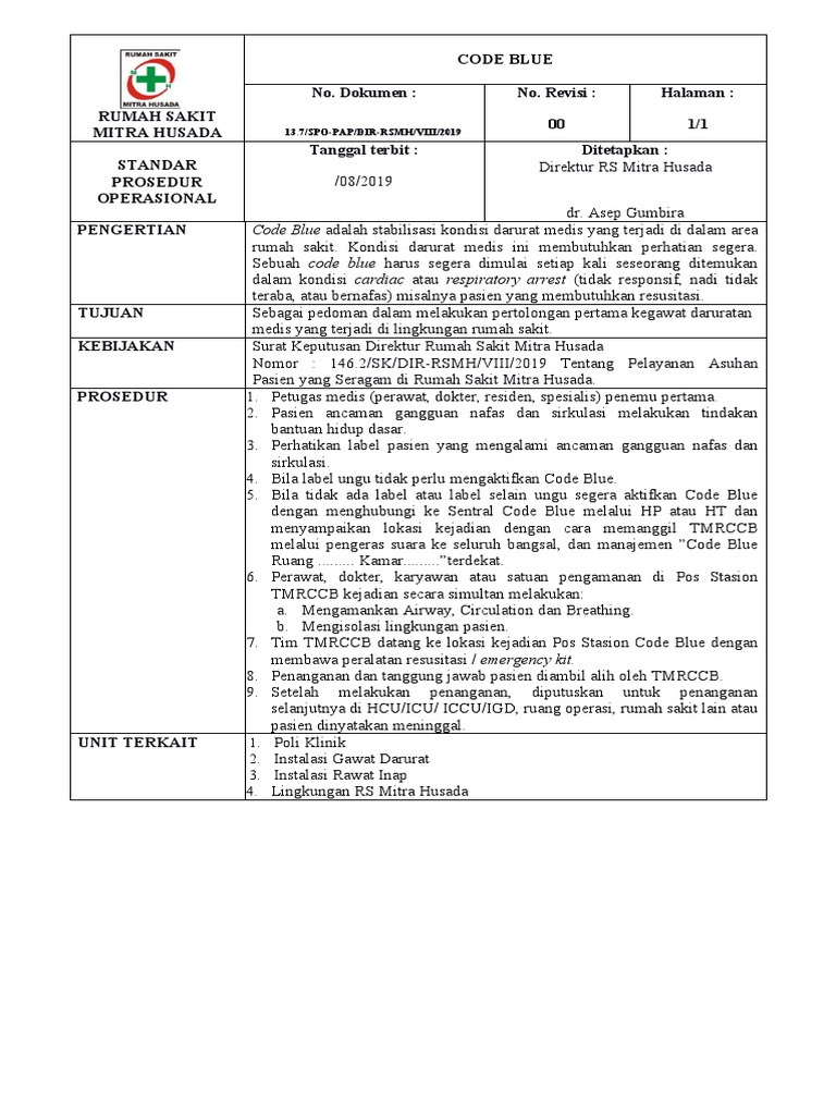 EP 1 SPO Code Blue | PDF | Pengembangan Diri | Kesehatan Holistik