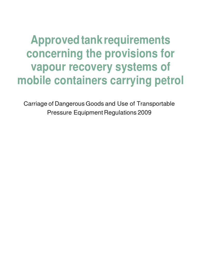 Approved Tank Requirements for Petrol | PDF | Dangerous Goods ...