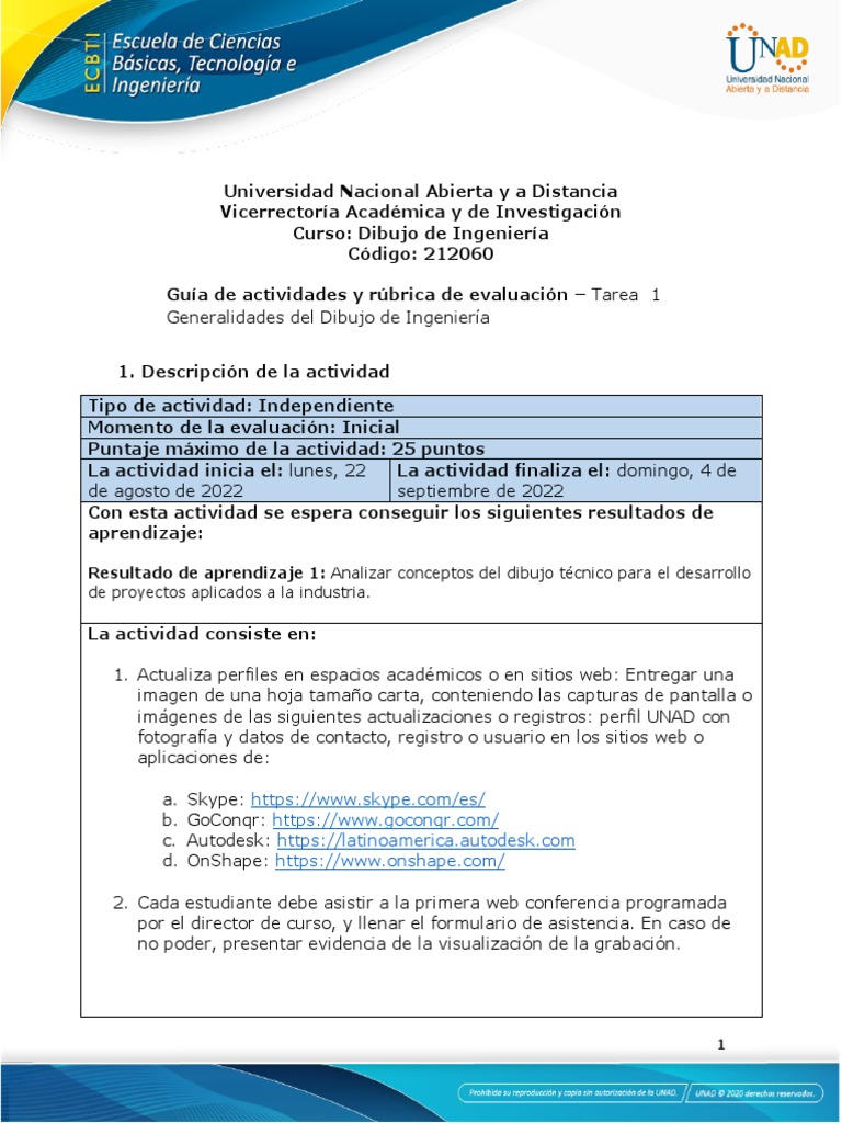 Guía de Actividades y Rúbrica de Evaluación - Unidad 1 - Tarea 1 - Generalidades de Dibujo de ...