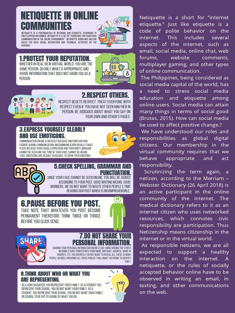 Netiquette Guidelines for Online Behavior | PDF | Internet | Social Media