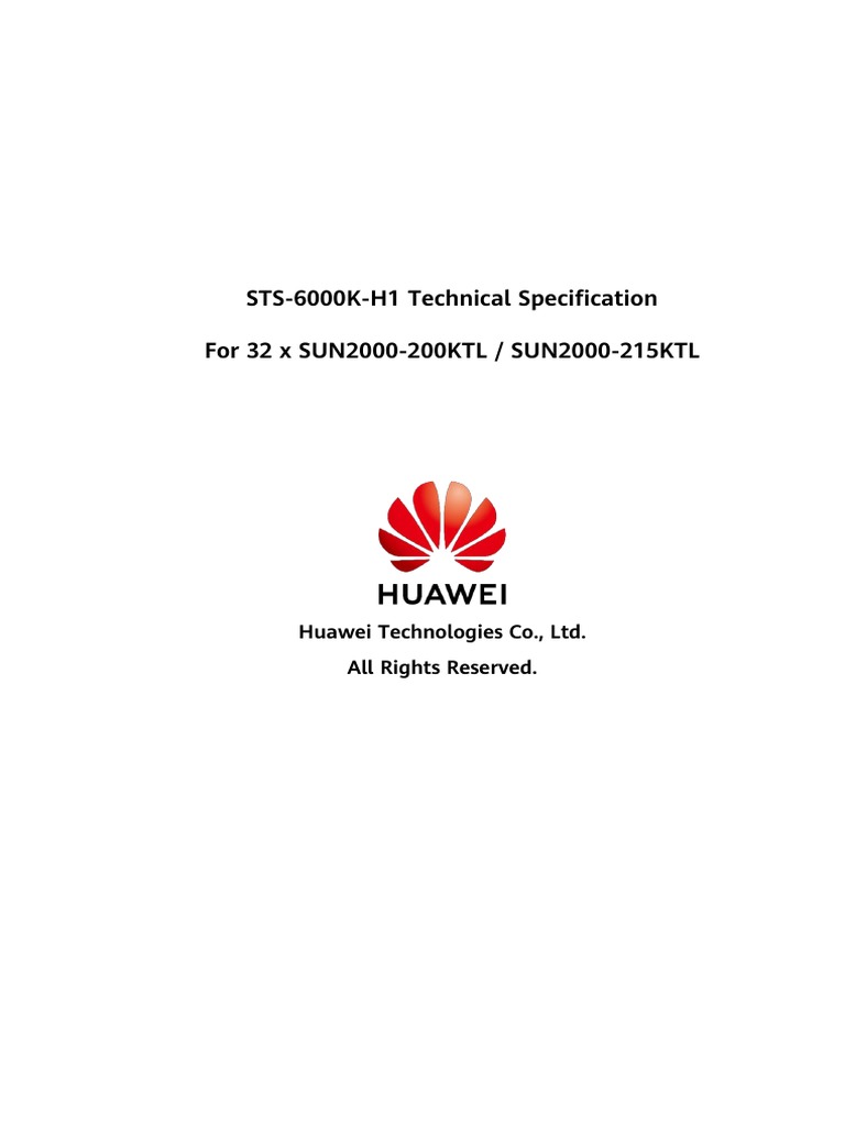 Technical Specification STS-6000K-H1 13.8kV 60Hz For 200 - 215KTL - V6.0 | PDF | Transformer ...