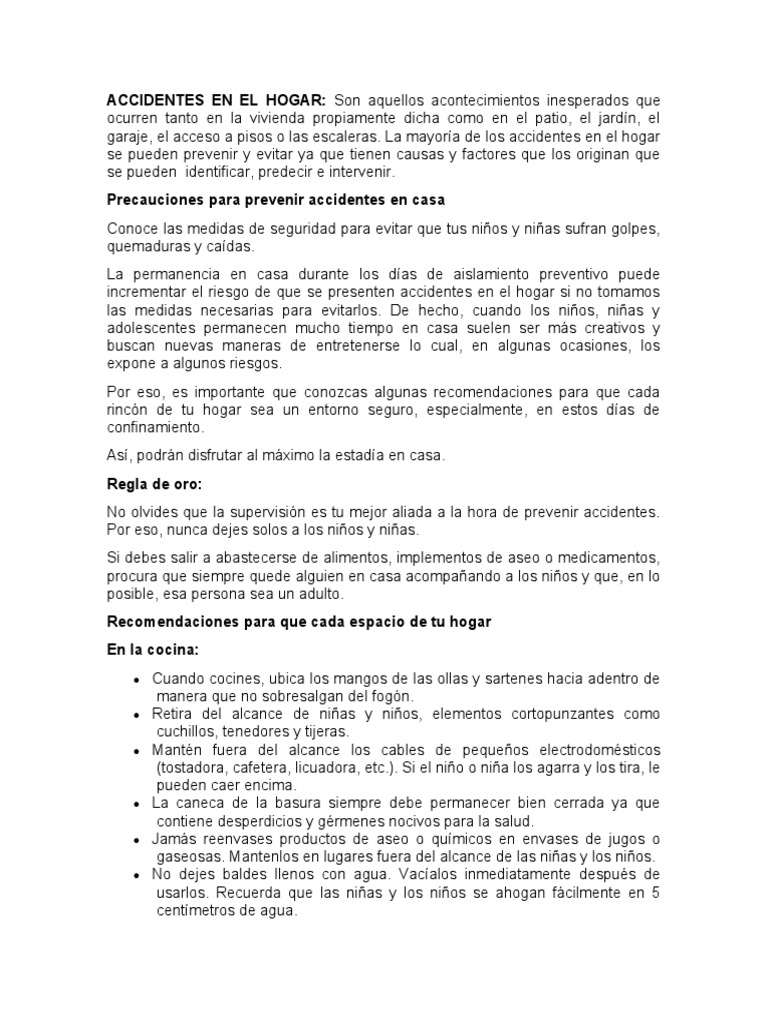 Prevención de Accidentes Domésticos | PDF | Estufa de cocina | Inicio
