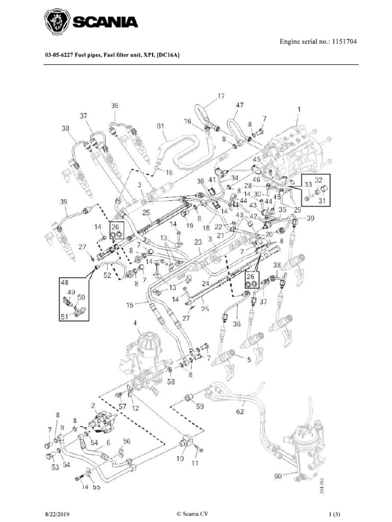 Scania DC 16 - 01 Fuel Pipes Fuel Filter Unit XPI | PDF