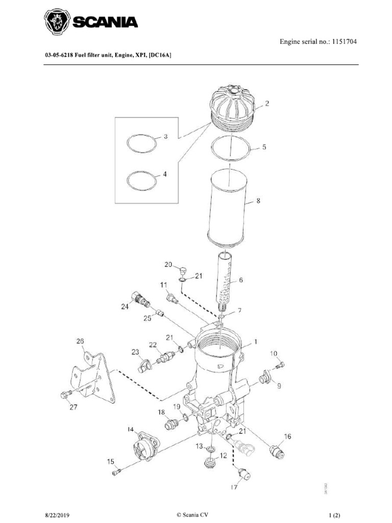 Scania DC 16 - 02 Fuel Filter Unit Engine XPI | PDF