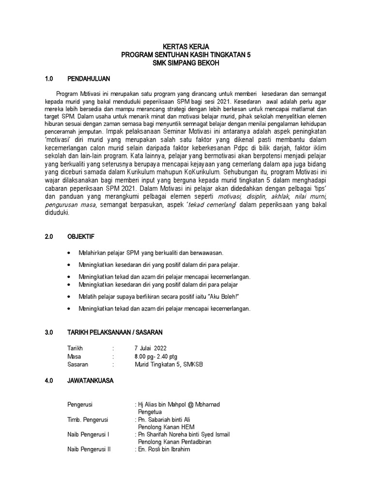 Kertas Kerja Sentuhan Kasih | PDF