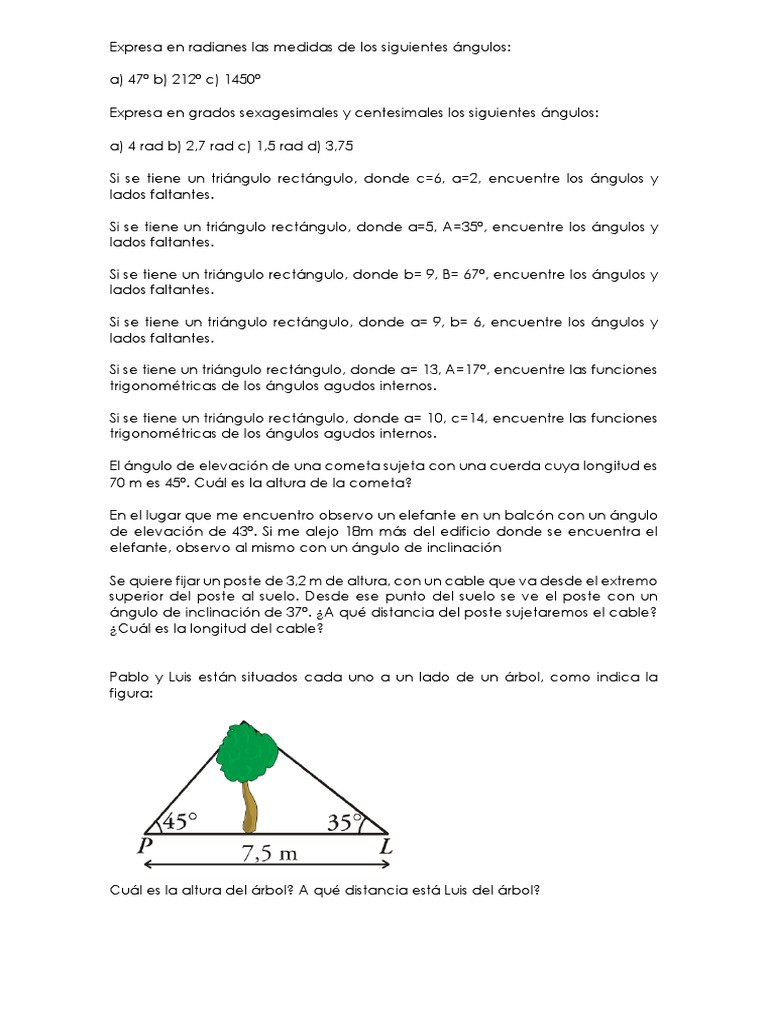 Ejercicios de Trigonometría | PDF