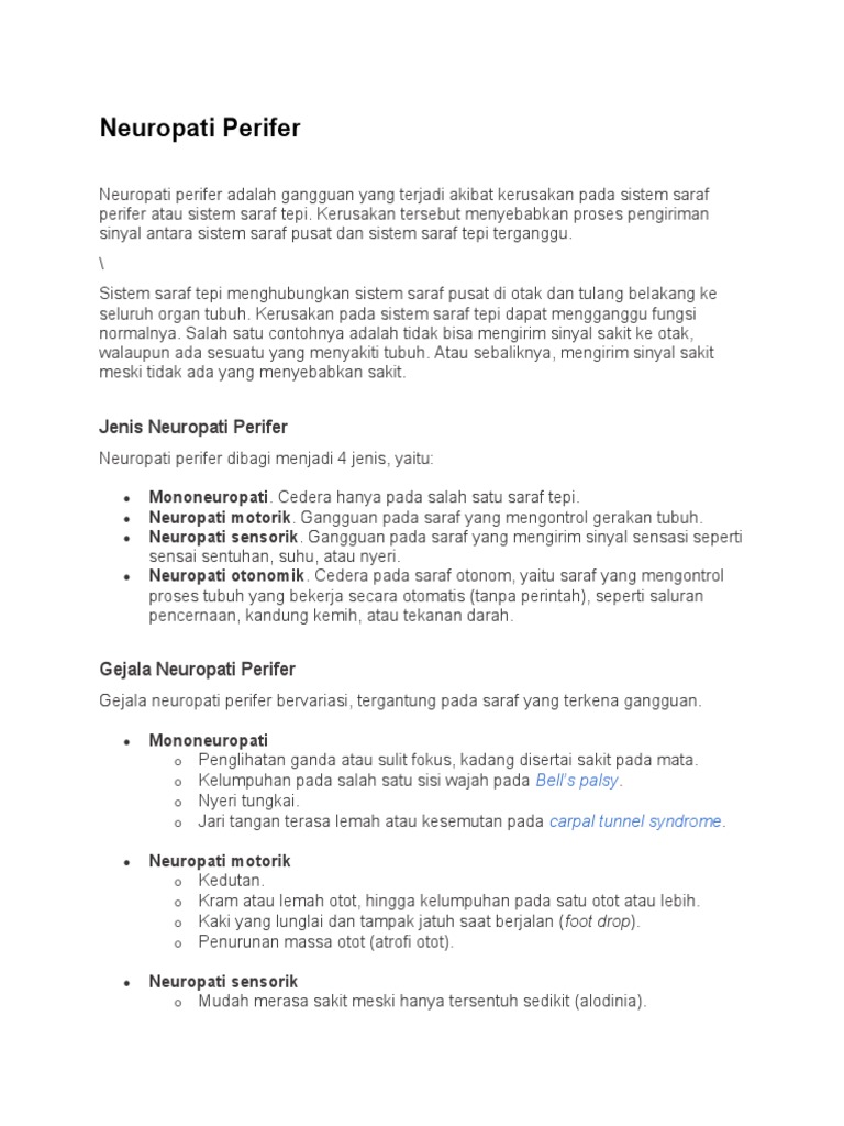 Neuropati Perifer | PDF | Pengembangan Diri | Kesehatan Holistik