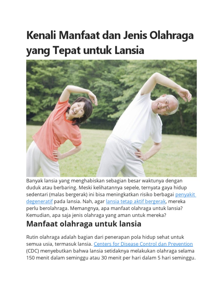 1kenali Manfaat Dan Jenis Olahraga Yang Tepat Untuk Lansia | PDF 1kenali Manfaat Dan Jenis Olahraga Yang Tepat Untuk Lansia | PDF