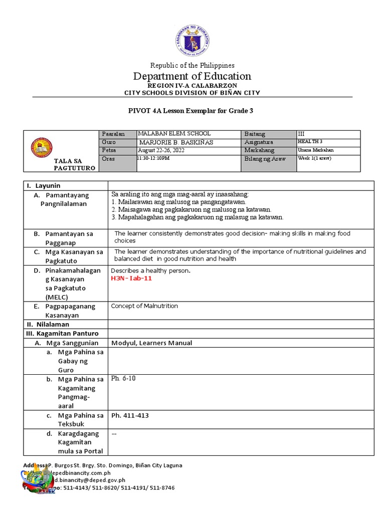 HEALTH 3 Quarter 1 Week 1 | PDF