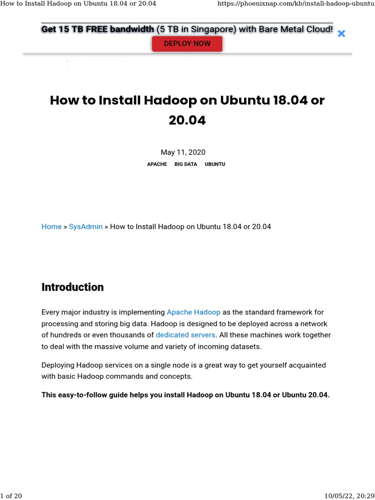 How To Install Hadoop On Ubuntu 1804 Or 2004 Pdf Apache Hadoop