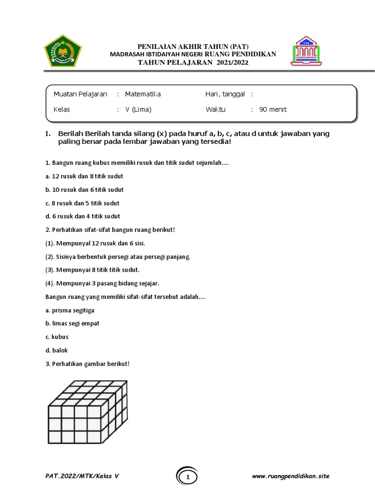 Soal PAT Matematika Kelas 5 Semester 2 | PDF
