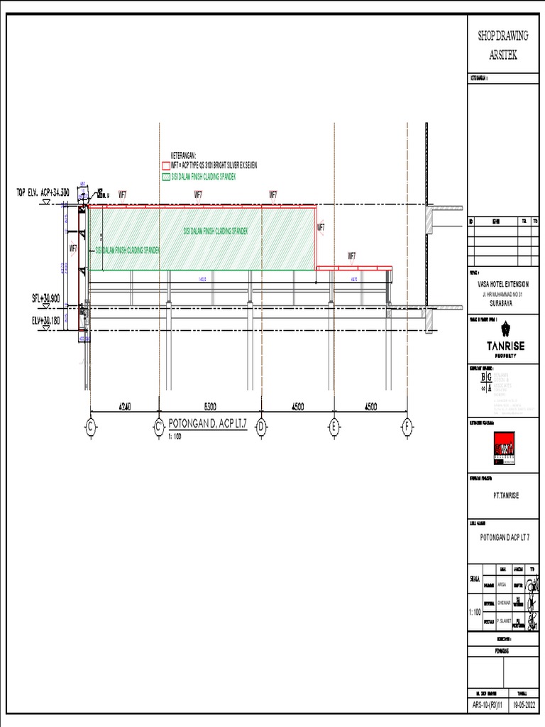 Shop Drawing Arsitek: Potongan D, Acp Lt.7 | PDF